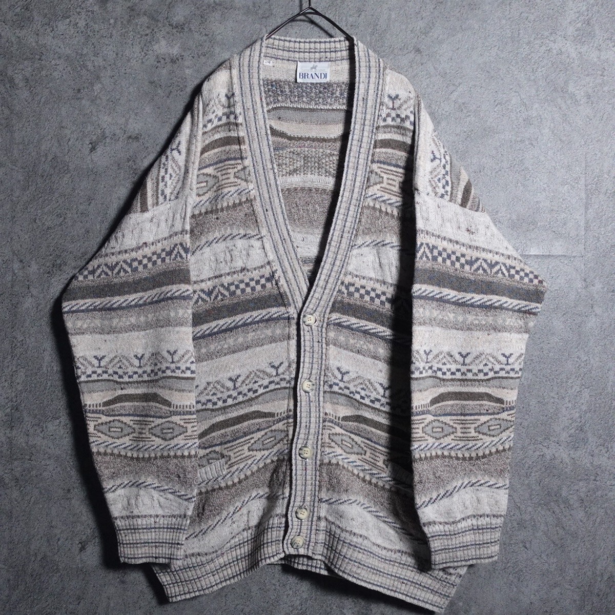 EURO Geometric Pattern 3D Design Knit Cardigan | 古着屋 FORCE