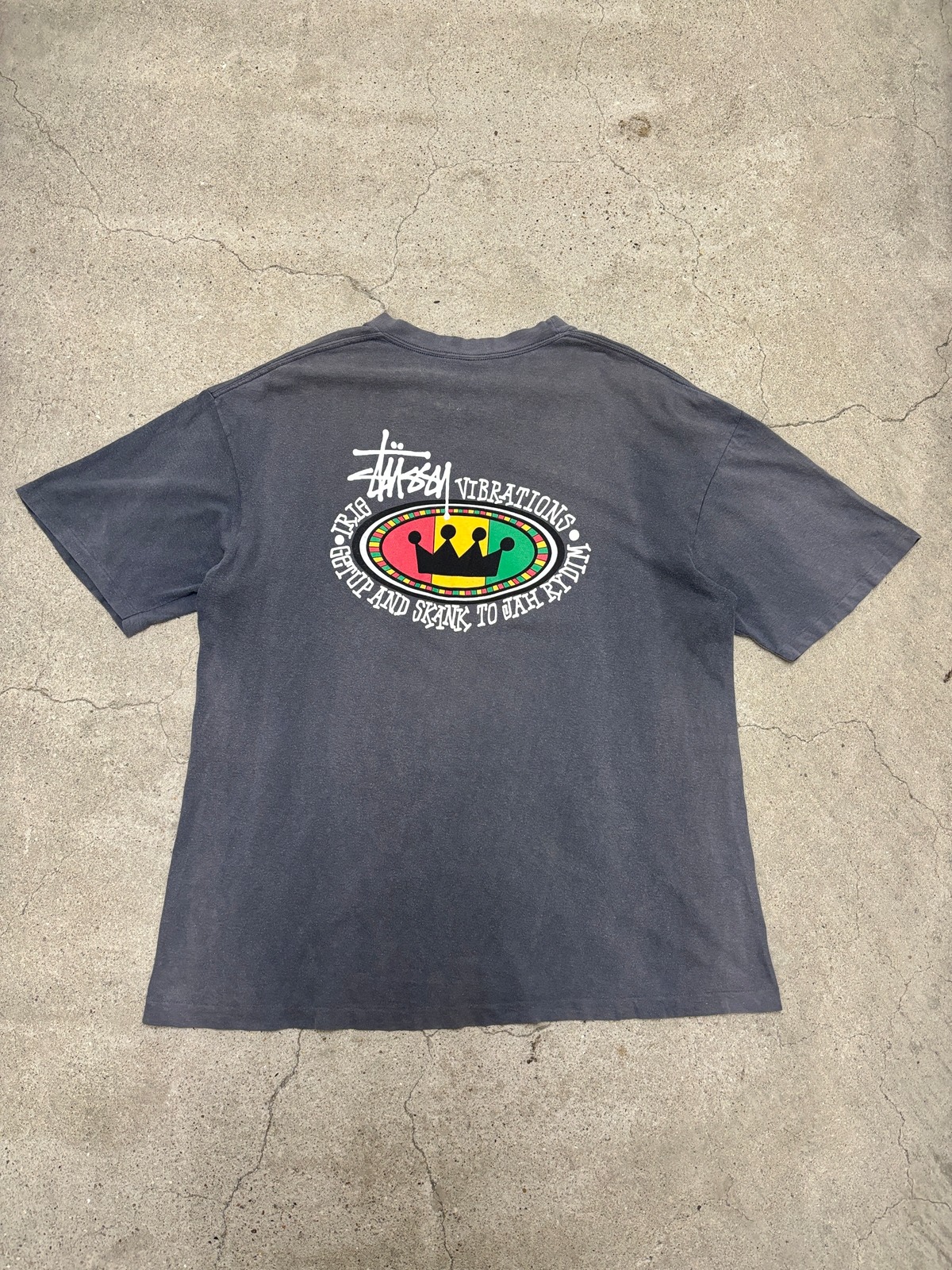 90s Bootleg STUSSY/Rasta Crown print Tee/XL相当/ラスタクラウンプリントT/IRIE/Tシャツ ...
