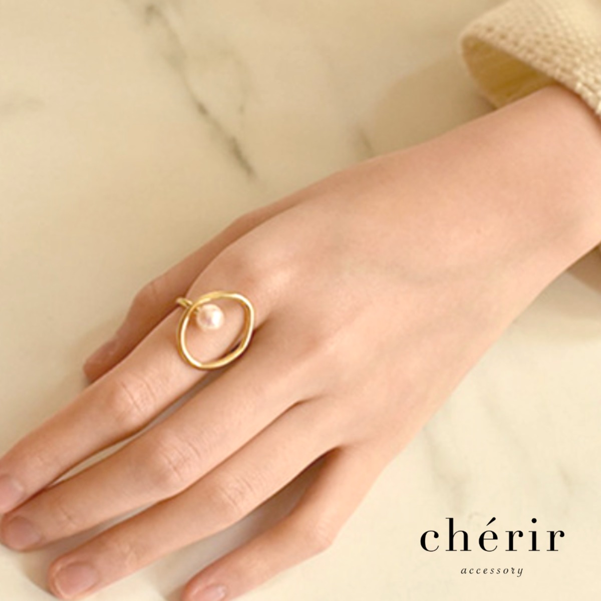 一粒パールサークルリング | cherir.hs
