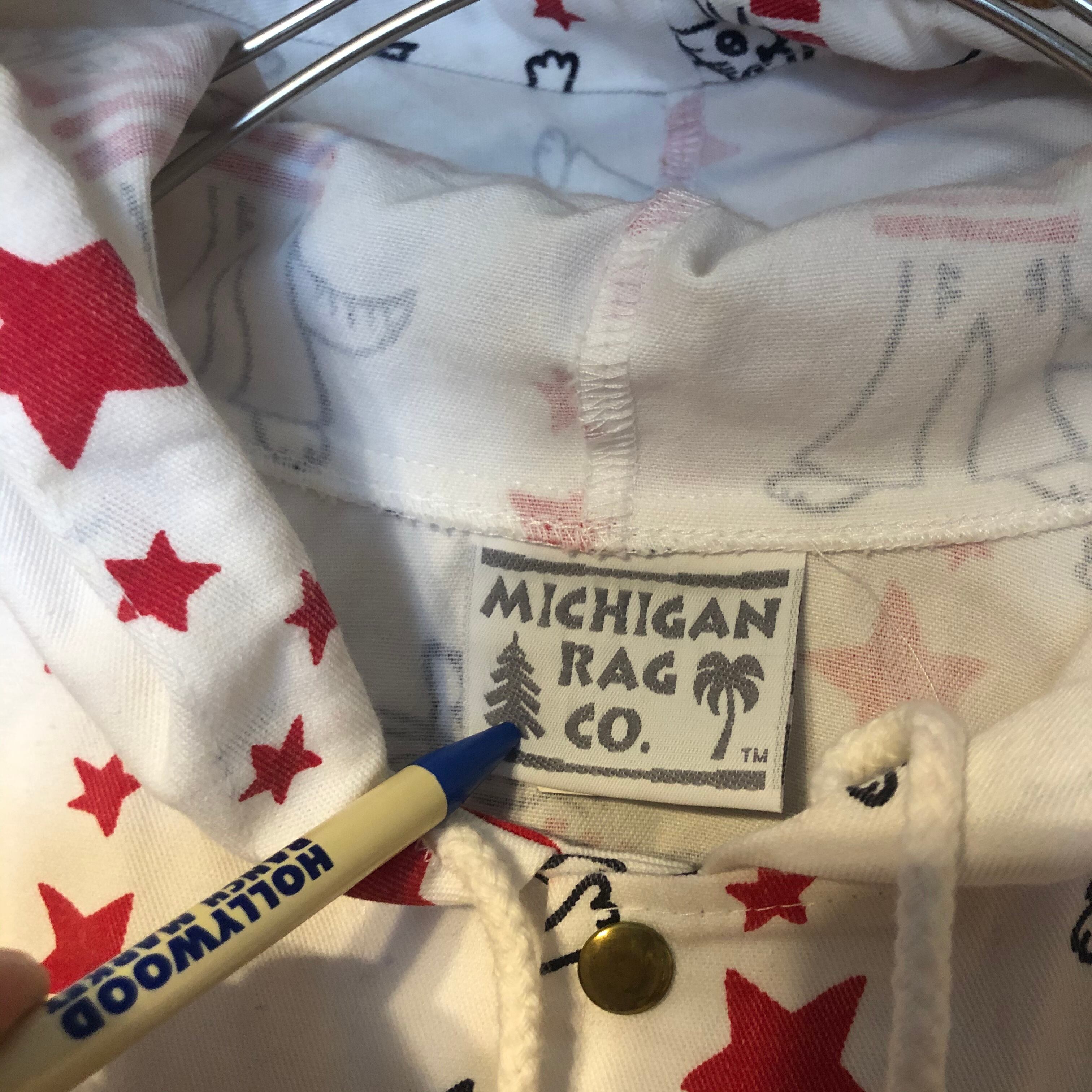 34％割引ホワイト系,XL(LL)超大特価 90's MICHIGAN RAG ミシガンラグ パーカー スナップ アメリカ製 パーカー ...