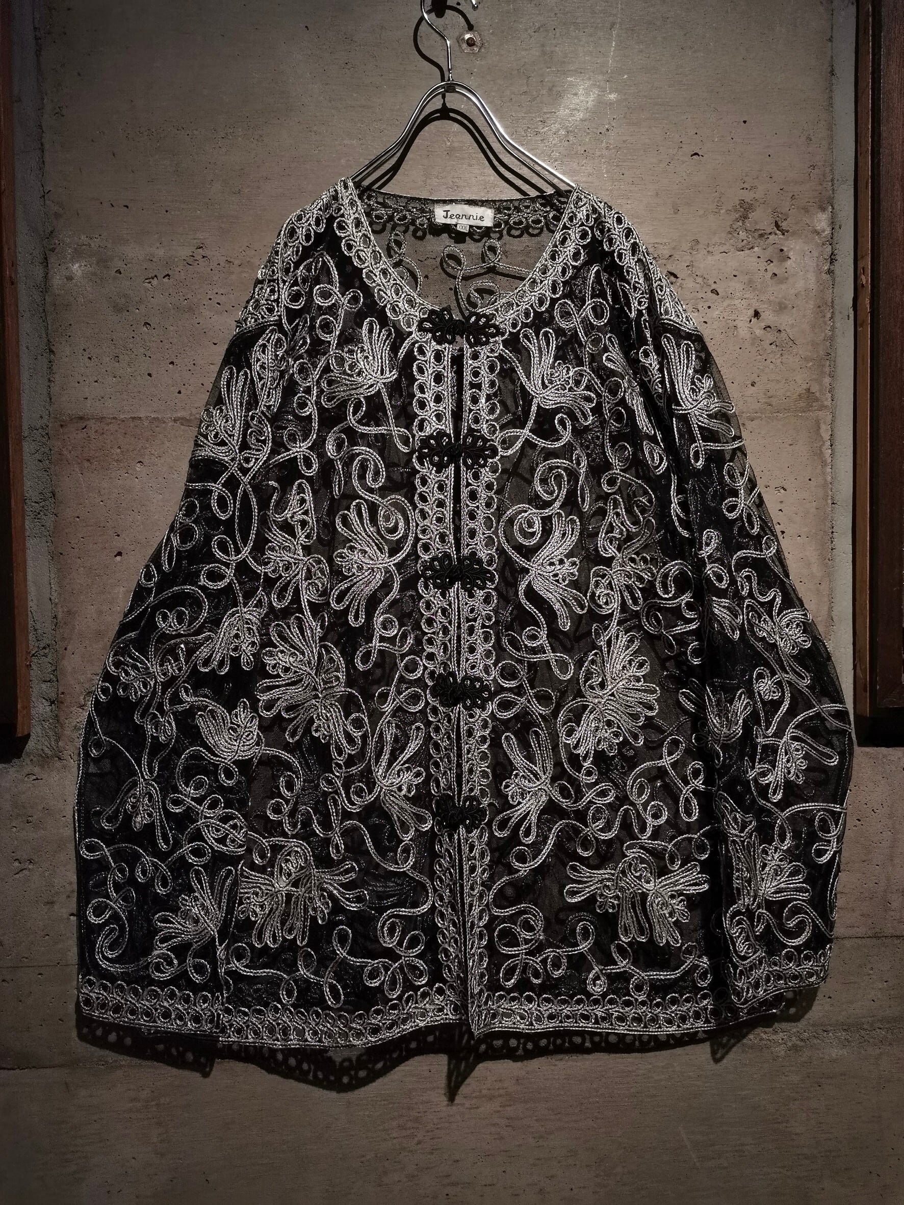 【Caka】Beautiful Botanical Embroidery Vintage Sheer China Shirts | Caka ...