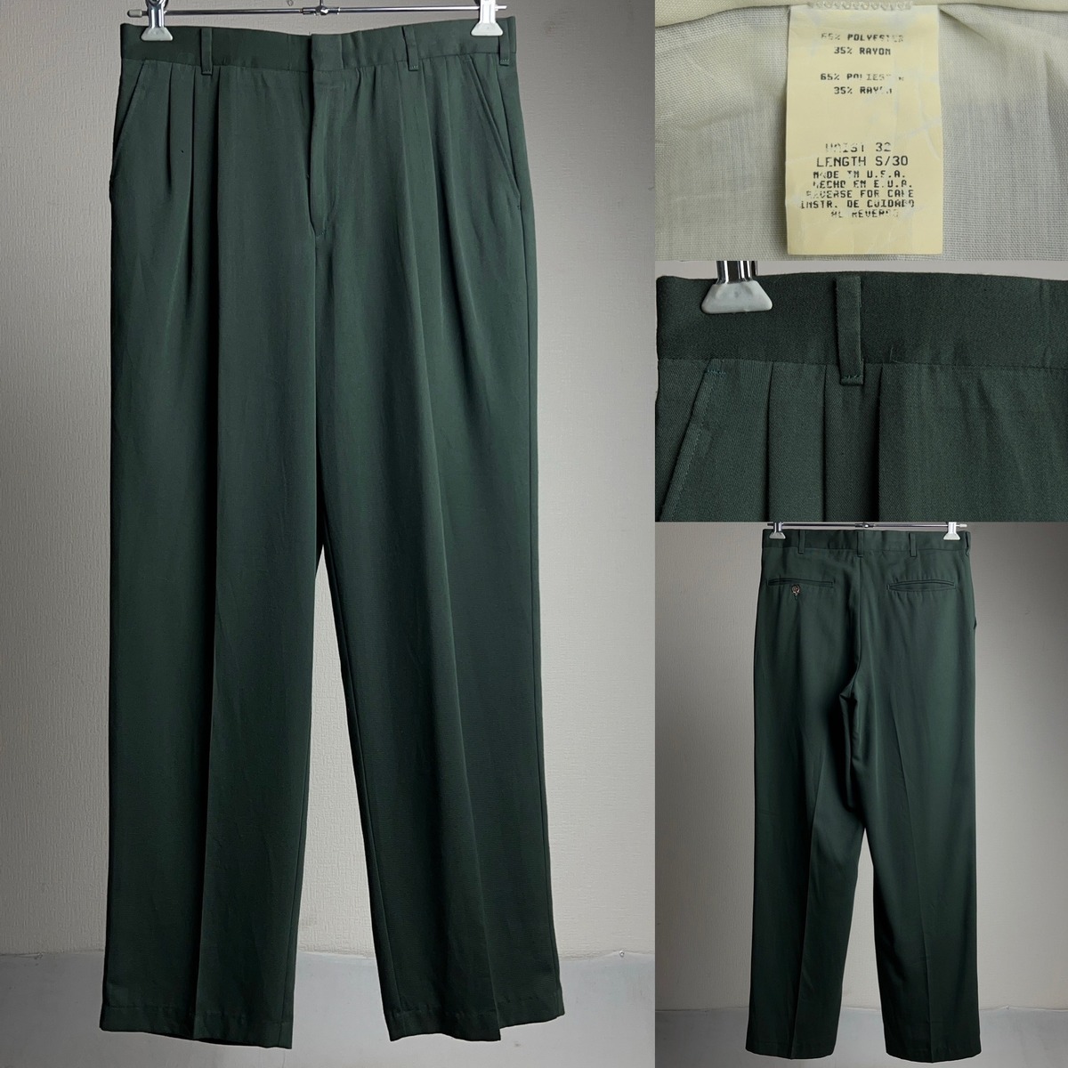 80's~90's Poly×Rayon 3tuck Slacks W32 MADE IN U.S.A. 80年代 90年代 3タック ...