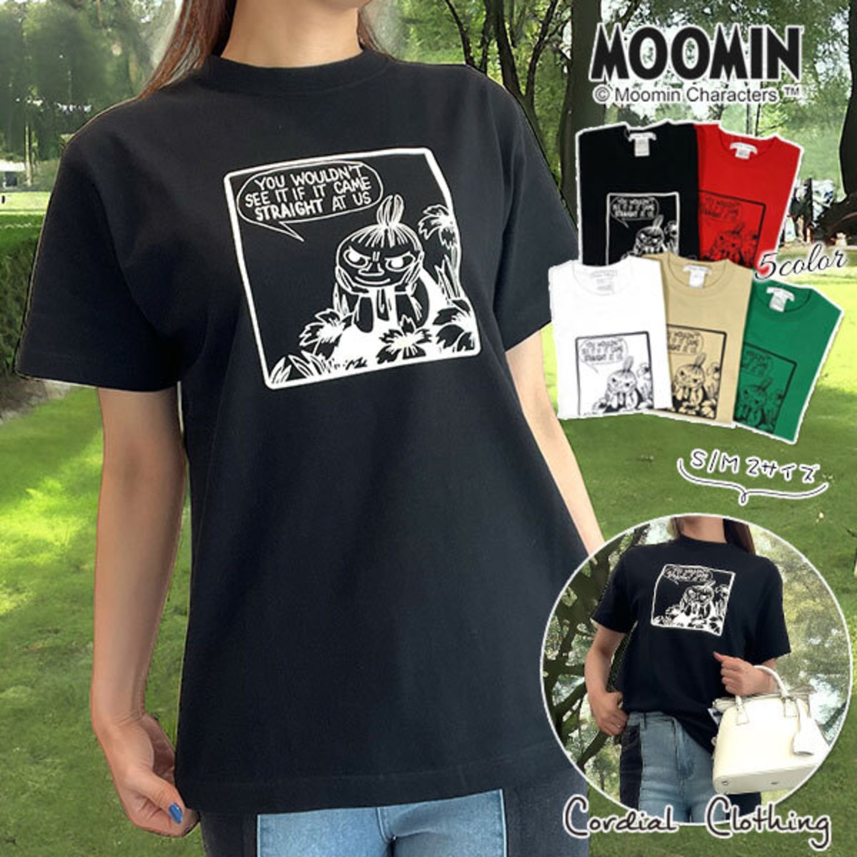 【MOOMIN×cordial clothing】MY花に囲まれて座る可愛い プリント 日本製 綿100% ムーミン キャラクター レディース ...