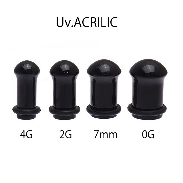 ボディピアス 4G 2G 7mm 0G ブラック ドーム型 アクリルピアス プラグピアス シングルフレアアイレット 拡張ピアス | BONshape