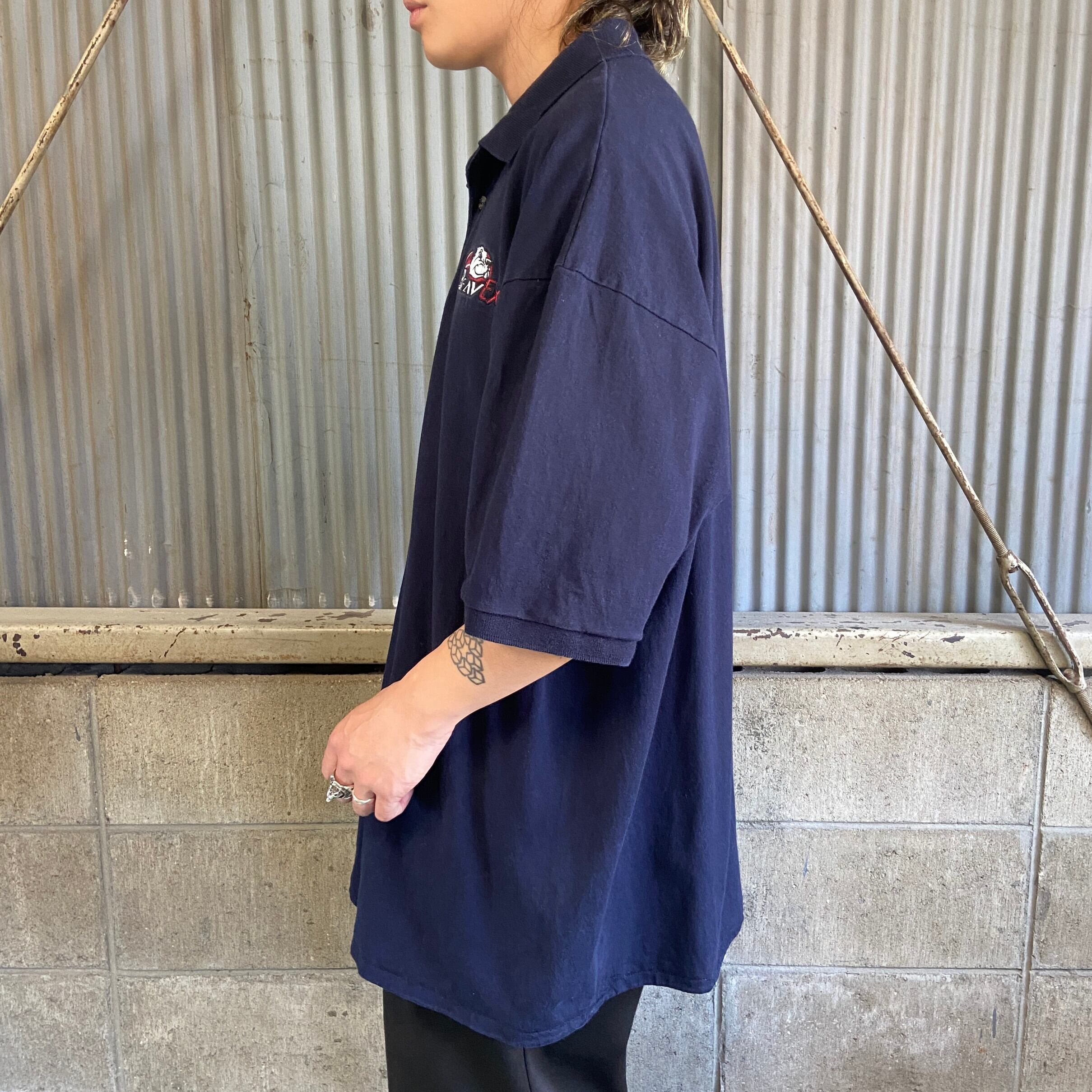 ビッグサイズ BEAVEX 企業ロゴ ワンポイントロゴ刺繍 ポロシャツ メンズ2XL 古着 ネイビー 紺 大きいサイズ 【ポロシャツ ...