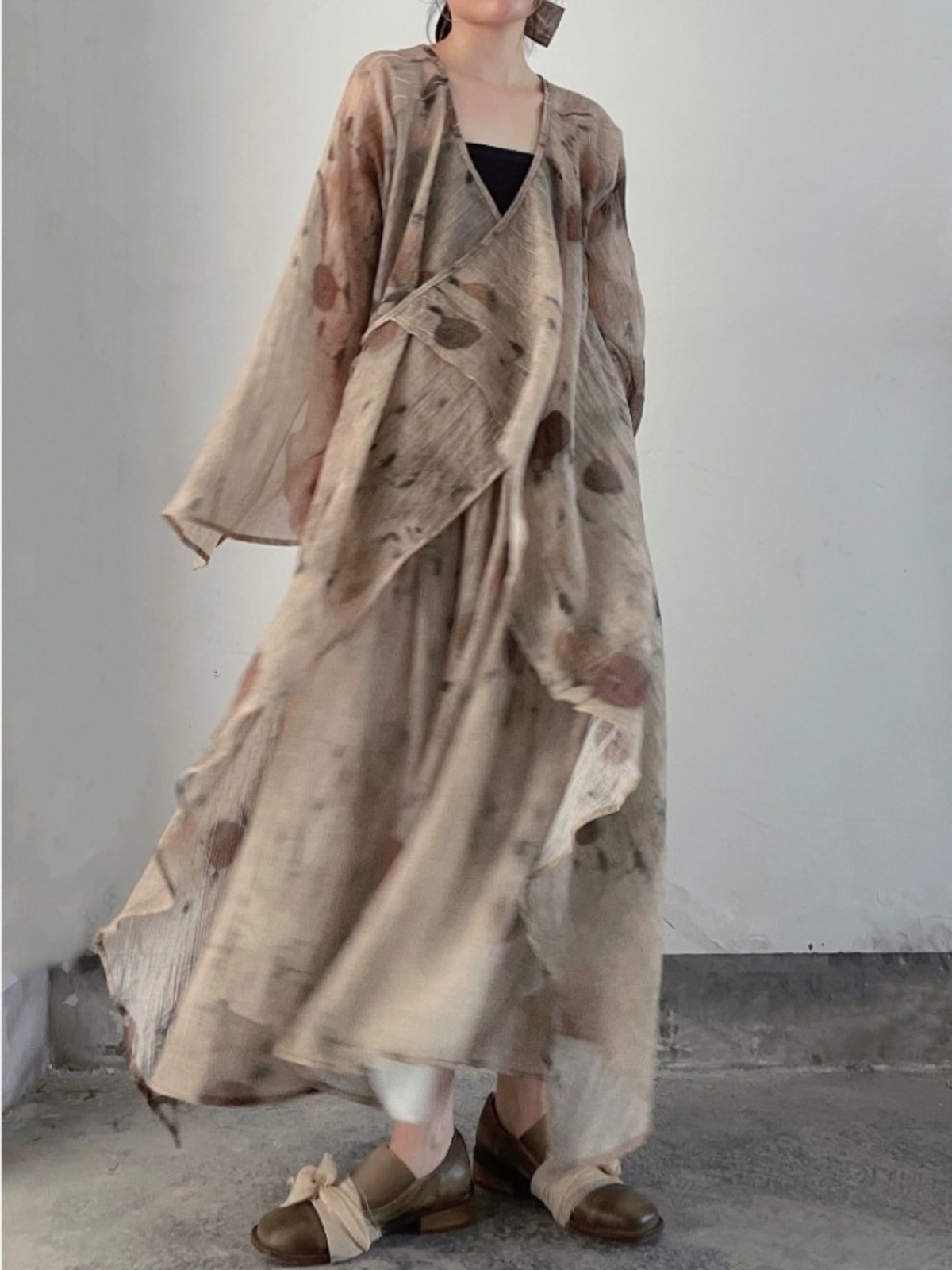 Retro art mid-length cardigan jacket [T1098] | Lilie