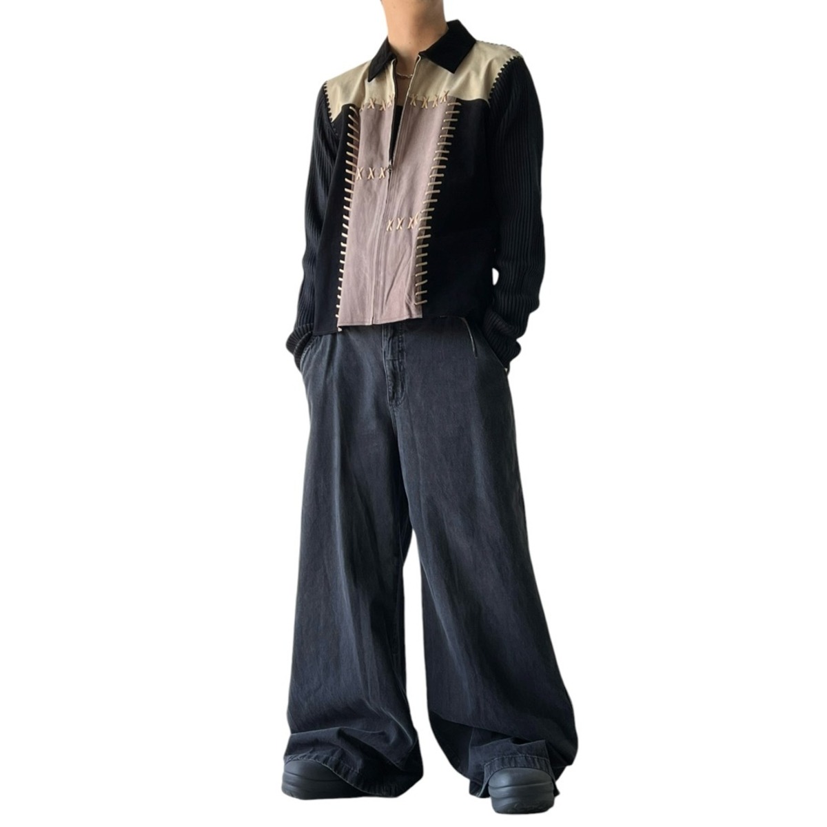 【studio works】Real suede panel knit jacket -dead stock- | ELCASION/ELCA