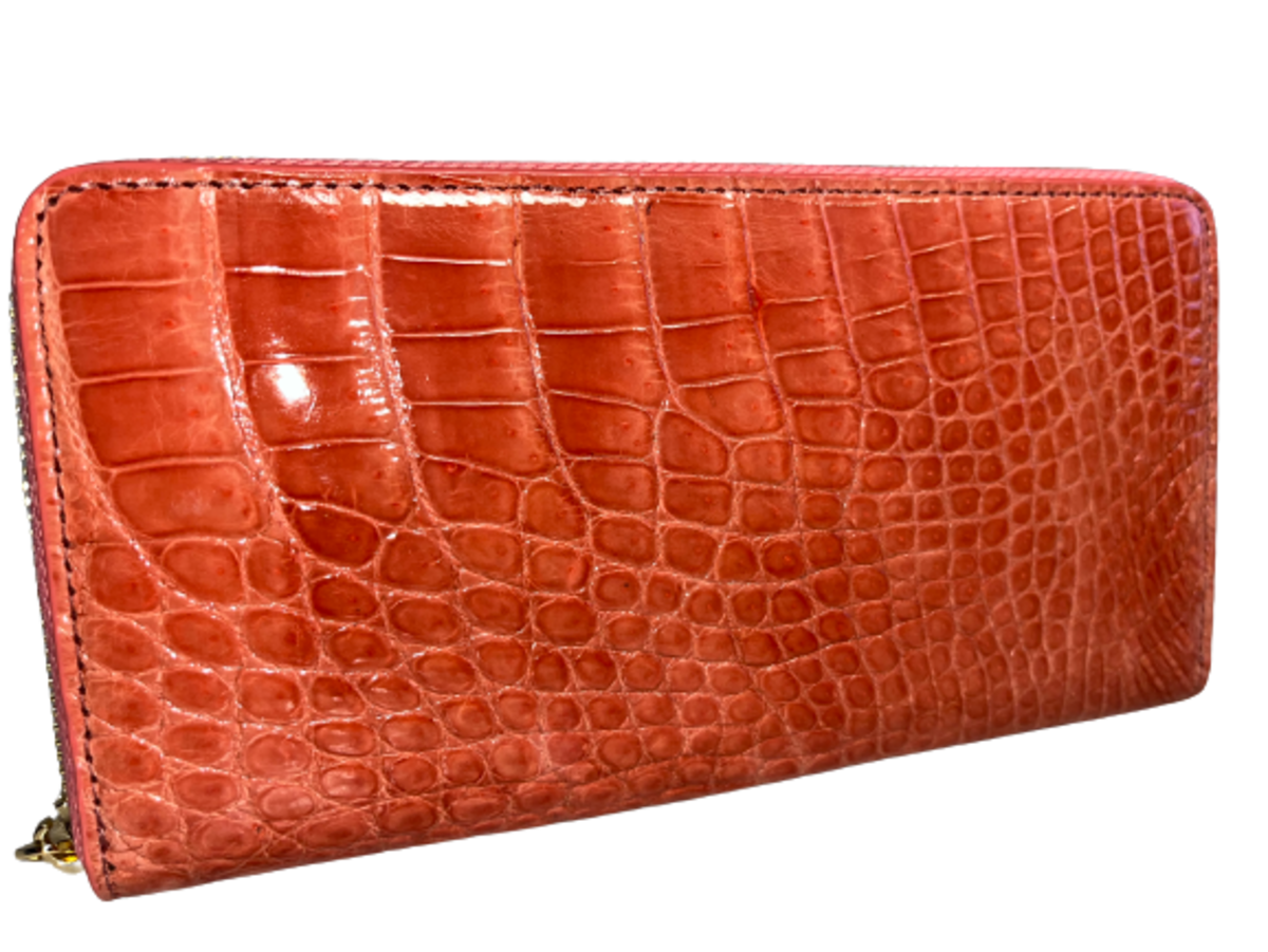 【GUODI】 長財布 ラウンドファスナー 型 クロコダイル 本革 シャイニング 仕上げ レディース メンズ HL-6754-CRS-さくらピンク クロコ グレージング 仕上げ ワニ革 わに革 ...