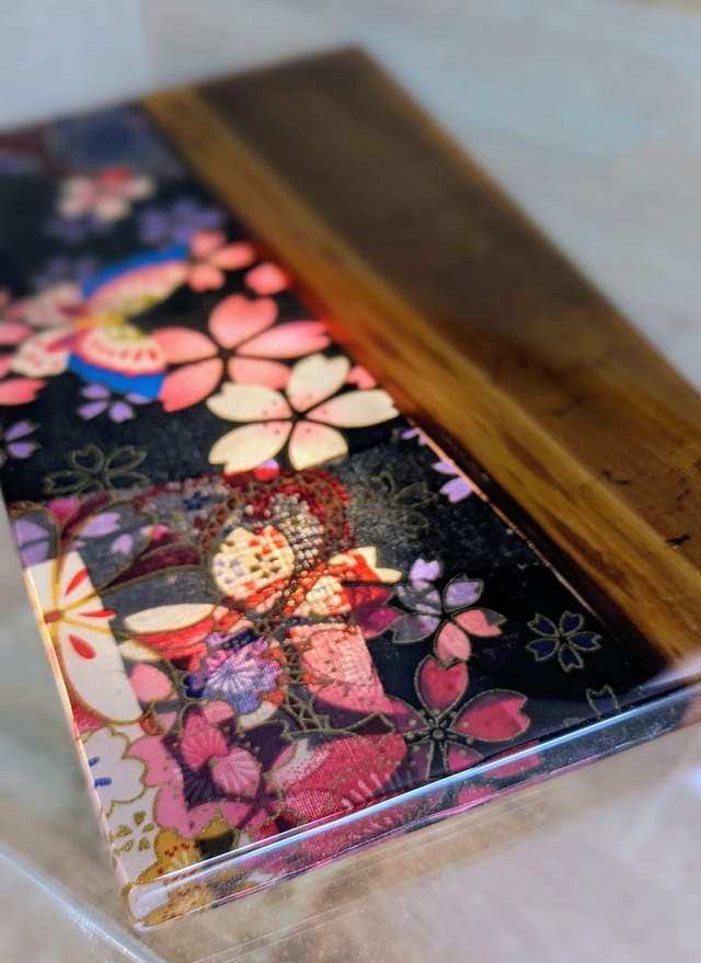 桜/和柄のウッドレジントレー エポキシレジン 木製 | Regi.CAMP