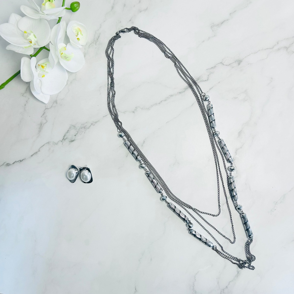 【526】シルバーロングネックレス | BELLA GENTE