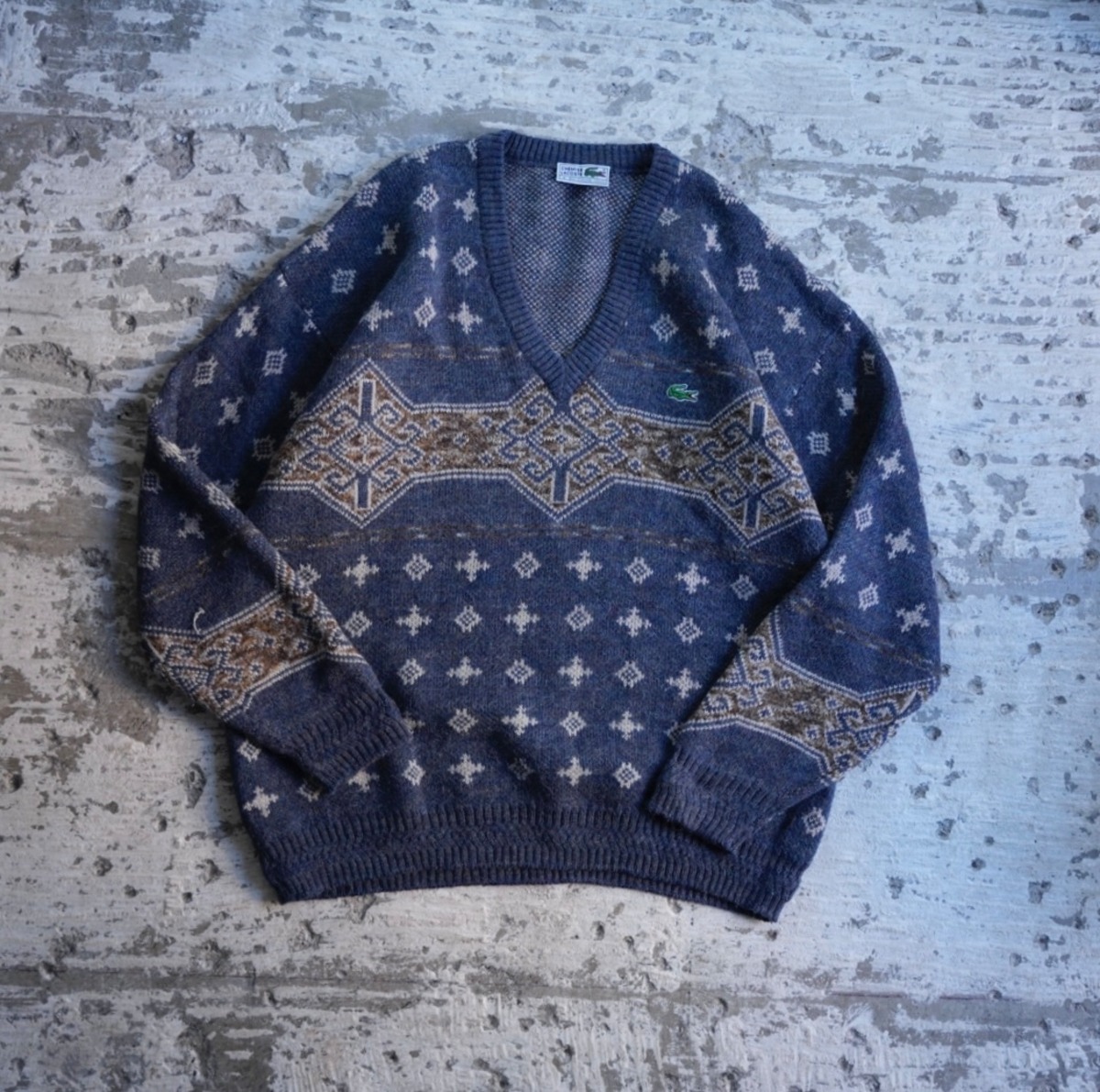 MADE IN SPAIN CHEMISE LACOSTE FINE PATTERN V KNIT | Restairs