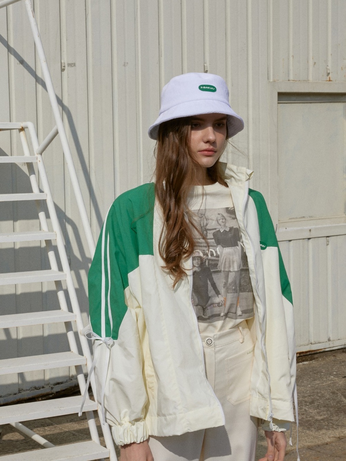 Green, Boyfriend Full-Zip Windbreaker | kandini
