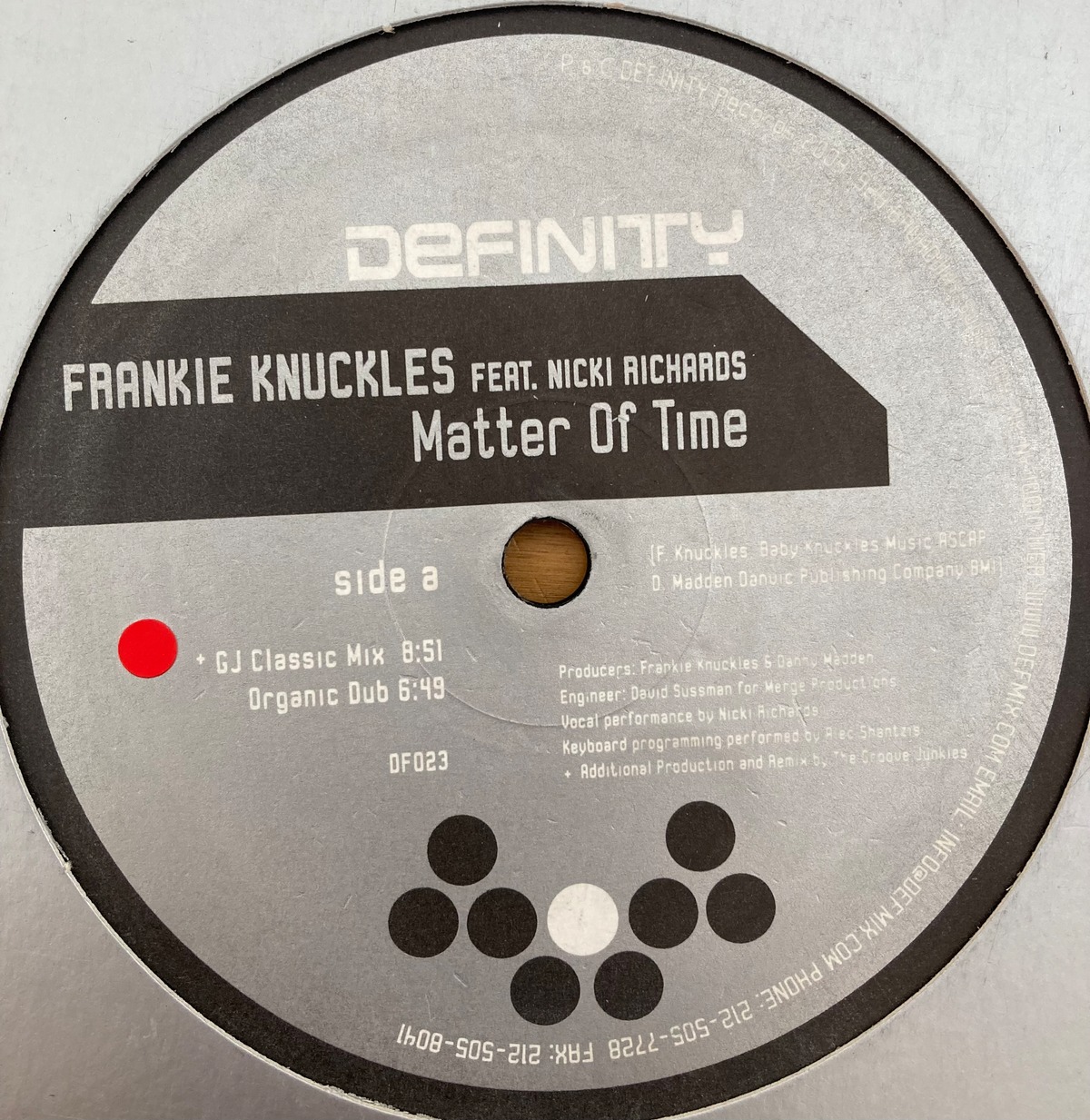 Frankie Knuckles Feat.Nicki Richards / Matter Of Time | MOREBOUNCE RECORDS