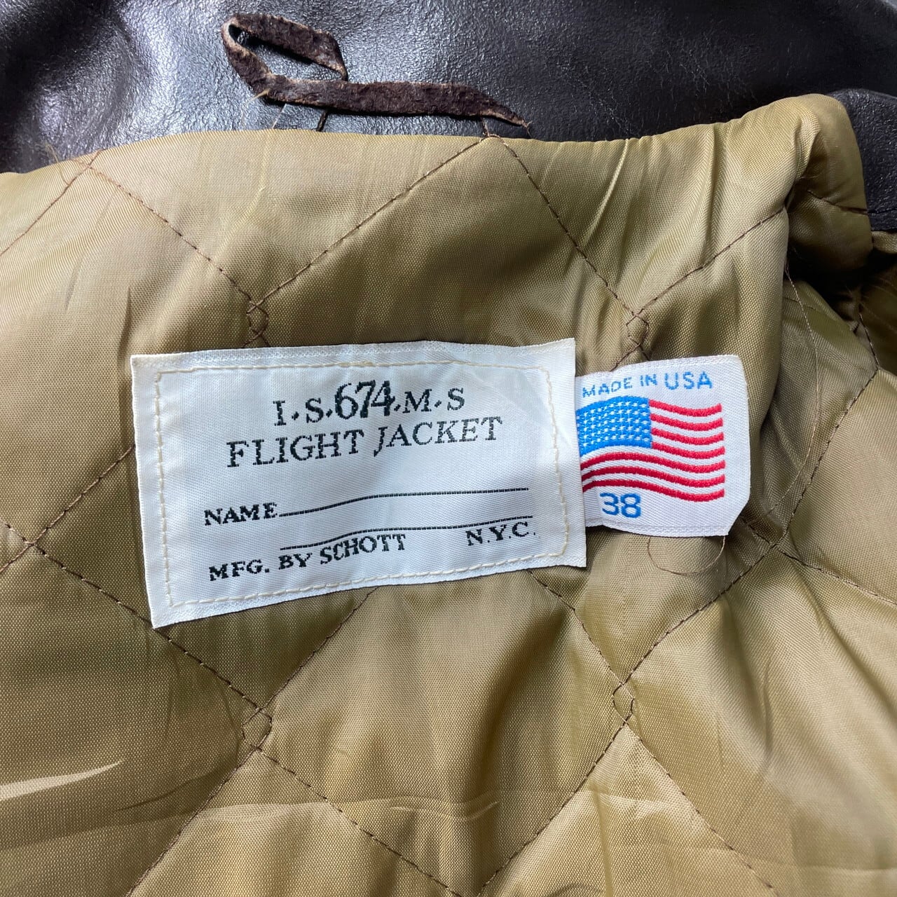 USA製 80年代〜90年代 SCHOTT ショット I.S.674.M.S フライトジャケット レザージャケット メンズM-L相当 古着 ...