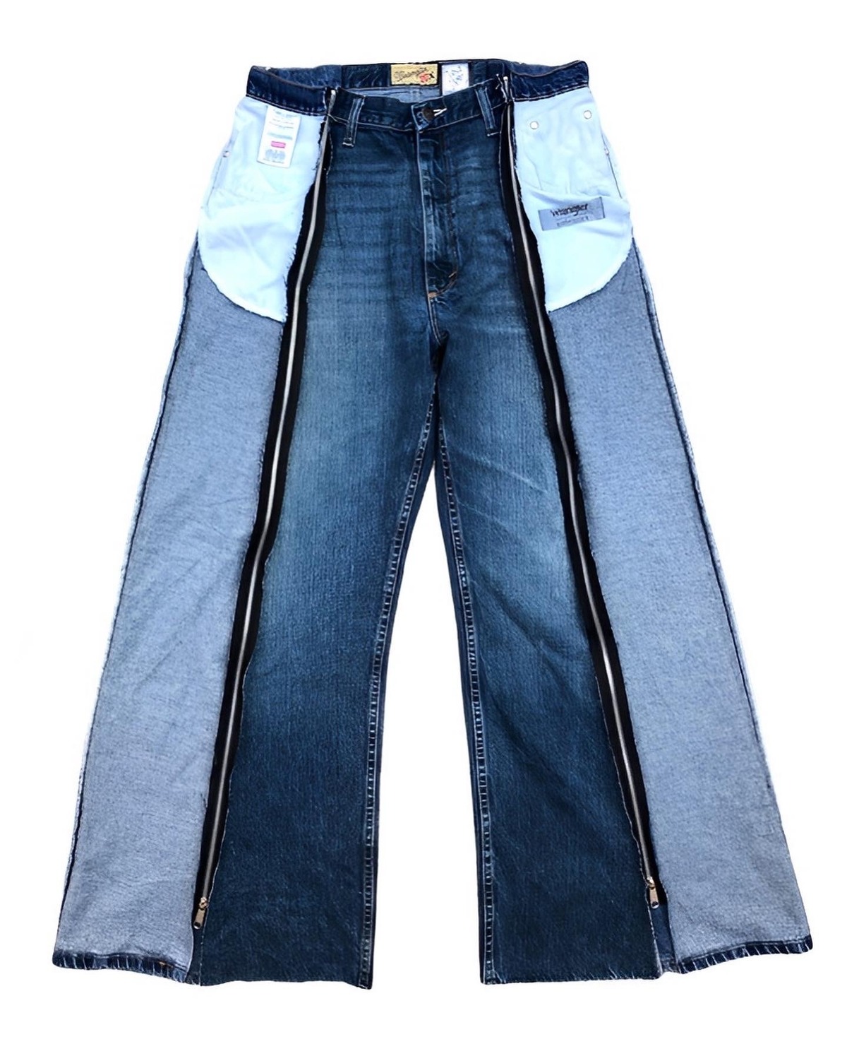 inside out zip two tone wide flared denim | VeryGoodSendai