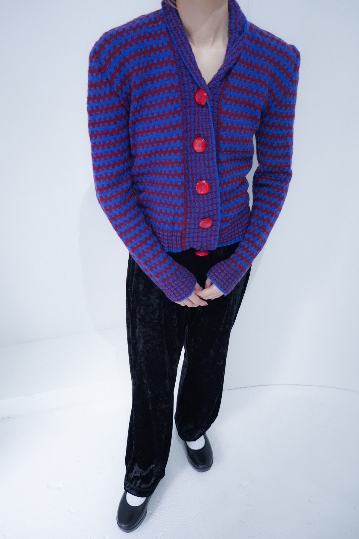 square botton cardigan | sally vintage