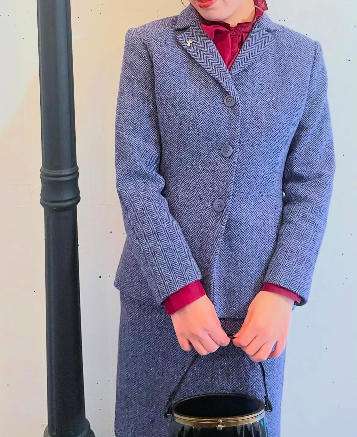 vintage colorful nep purple herring bone suit set up | Pay ID