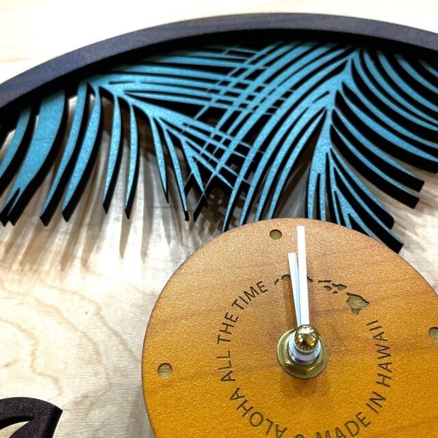 【Coco Nene】 時計 壁掛け Palm Wave Layered Clock ヤシの木 波 ALOHA ハワイ 海 砂浜 木製 ...