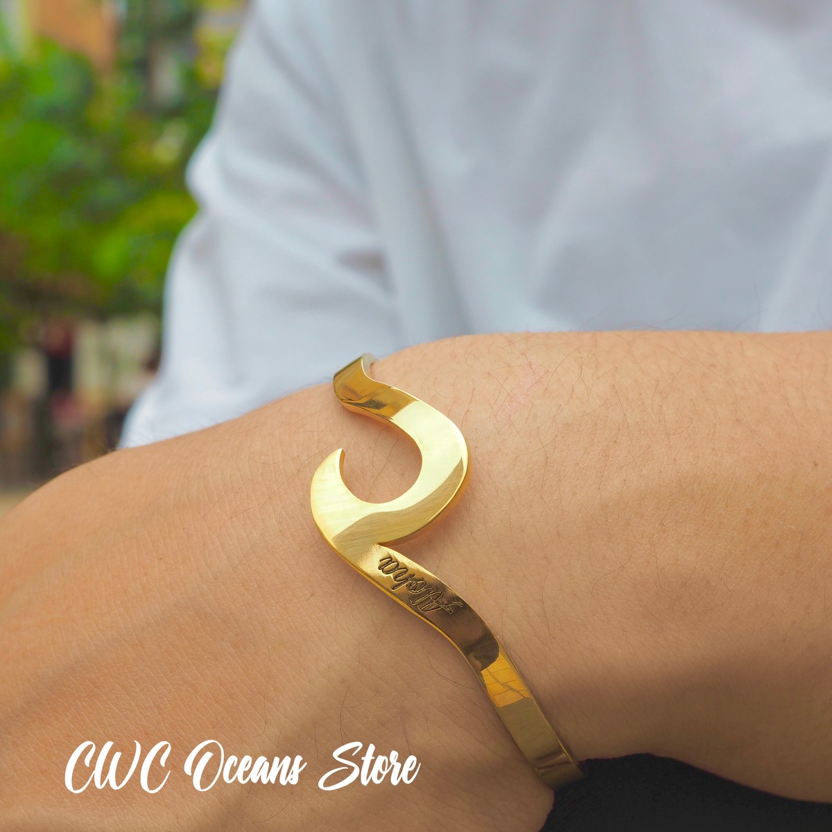 ️最新作 ️S.Steel Wave Bangle (ALOHA)ver.3 | CWC Oceans Store