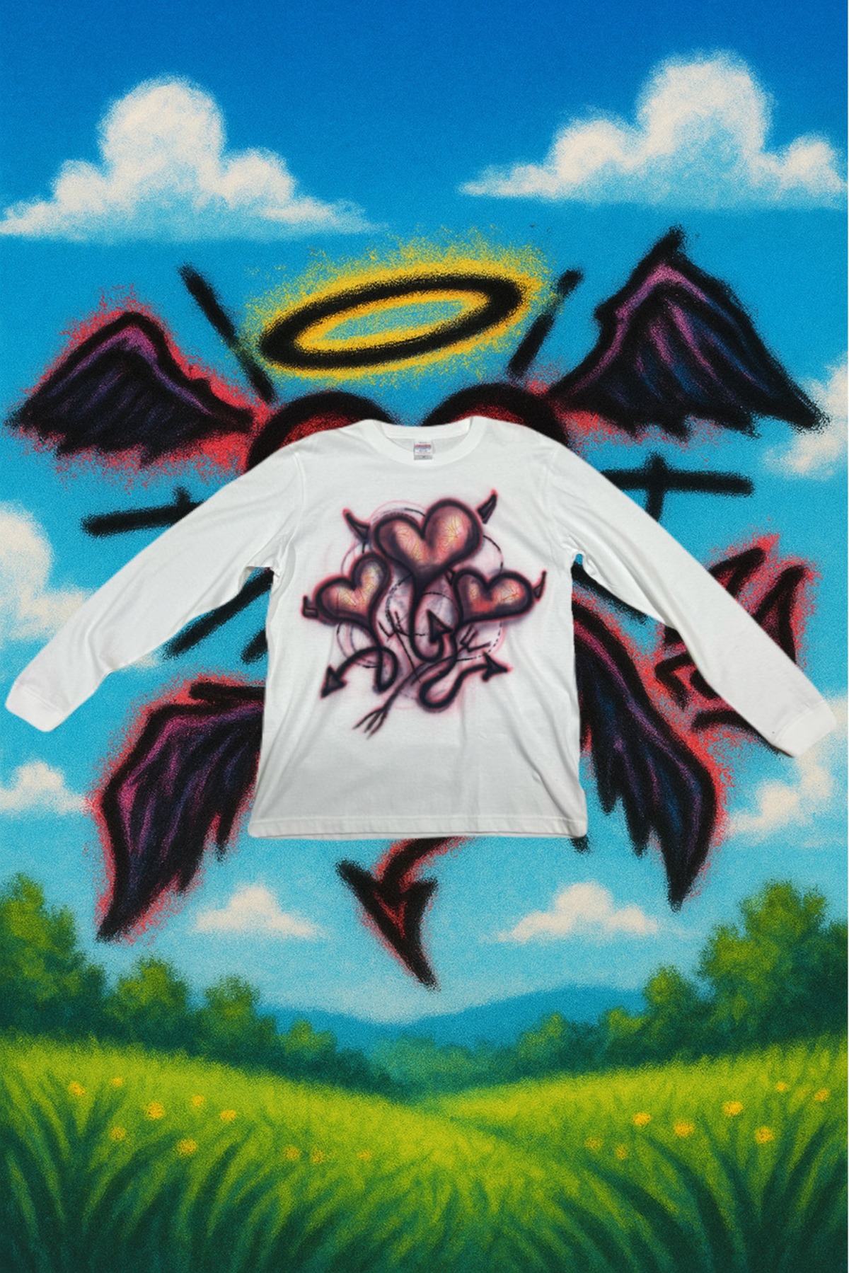 airbrush long T“three devil Heart” | AWE