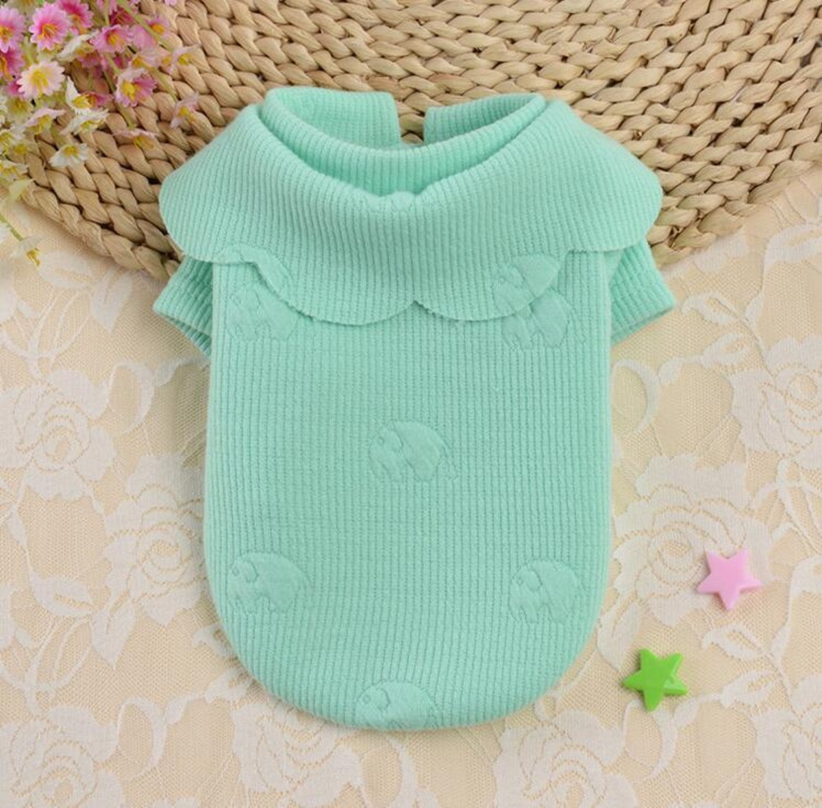 ドッグウェア ぞう柄 ニット グリーン 送料無料 | nuffnuff