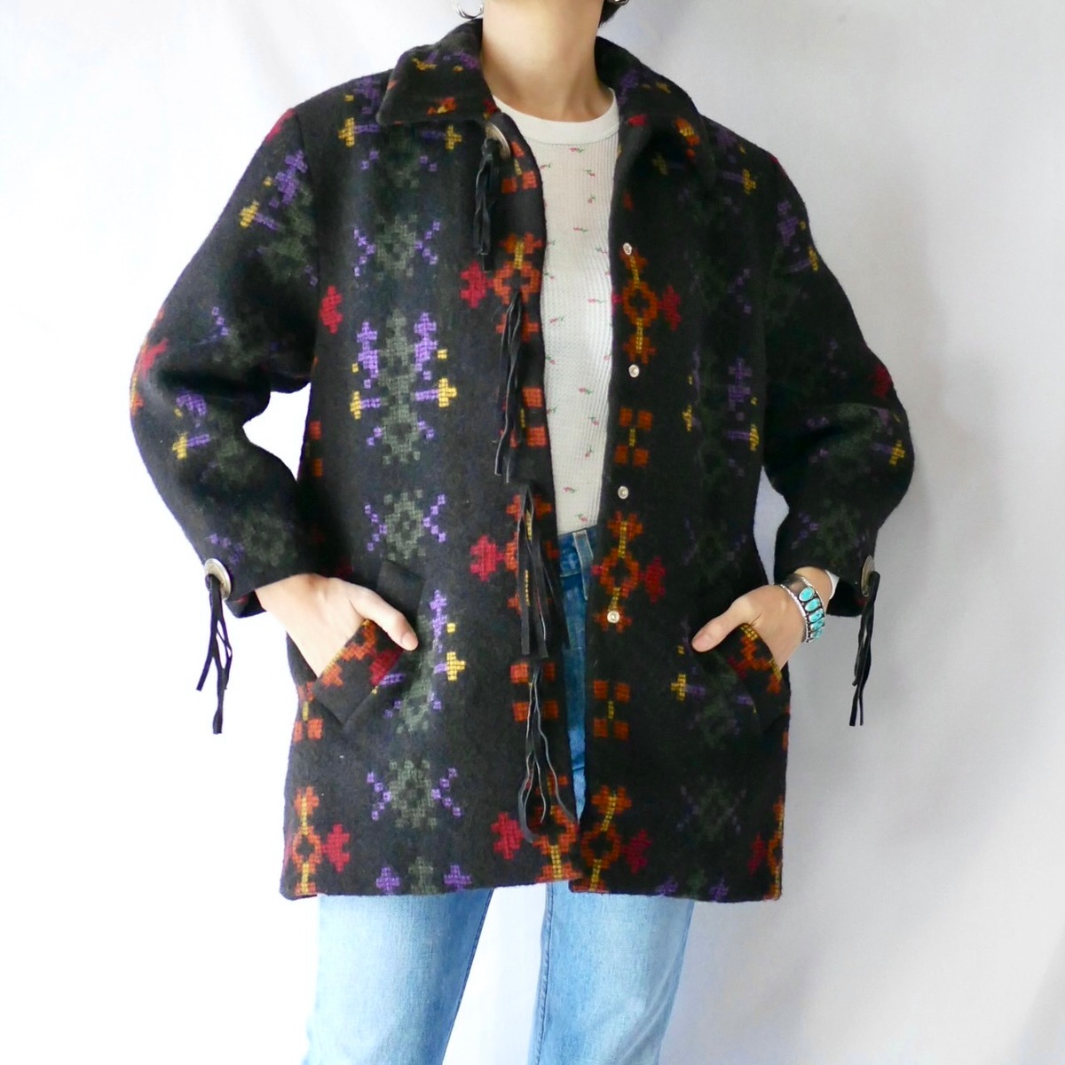 Made in USA native pattern wool coat アメリカ製ウールネイティブ柄コート | &Dorothy used ...