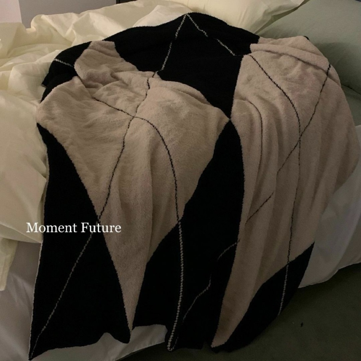 MomentFuture ブランケット チェック柄 Argyle pattern check large size blanket ...
