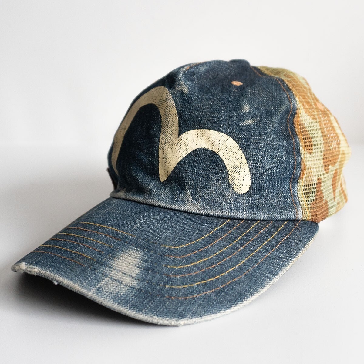 【雰囲気抜群/濃紺】EVISU 【ダメージ加工 デニム カモフラ キャップ】エビス 25110545 | August shop