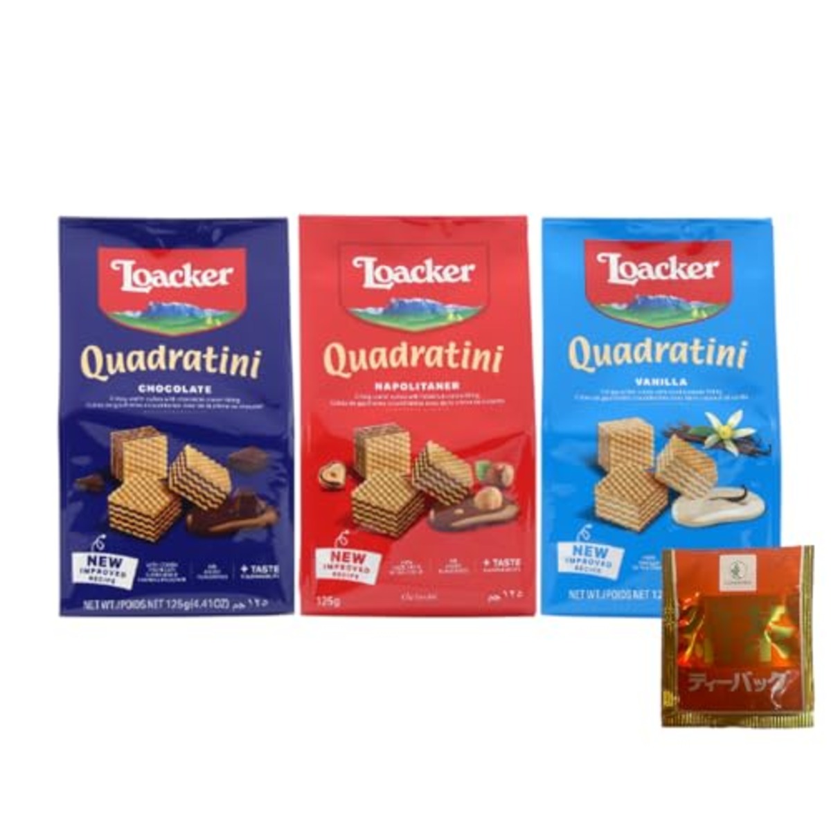 ウエハース ローカー Loacker ロアカー クワドラティーニ (3種アソート) +CONSAVIDAほうじ茶 ティーバック | umami ...
