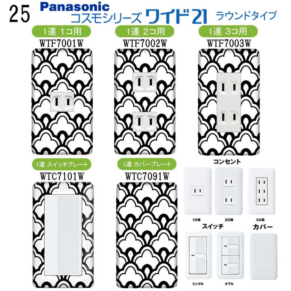 和調柄(和柄 和風柄) 25番 パナソニック 【コスモシリーズワイド21】 1連 コンセントプレート スイッチプレート | CASEMAKER