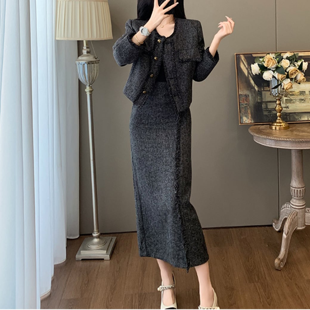 Elegant Two-Piece Knit Skirt Set 30010 | Beststyle