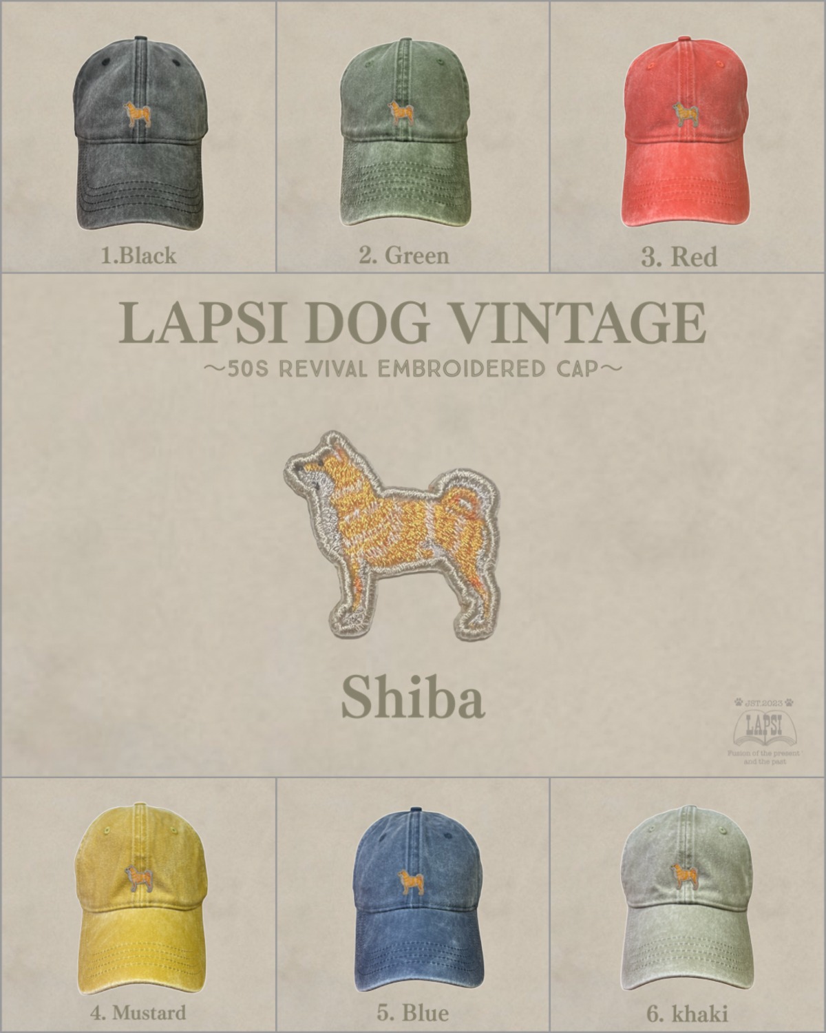 50s Sideways Shiba Inu Vintage Cap | LAPSI DOG VINTAGE（ラプシ ドッグ ヴィンテージ）