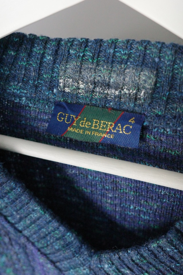 GUY de BERAC mix fabric marble V-neck knit MADE IN FRANCE | nola