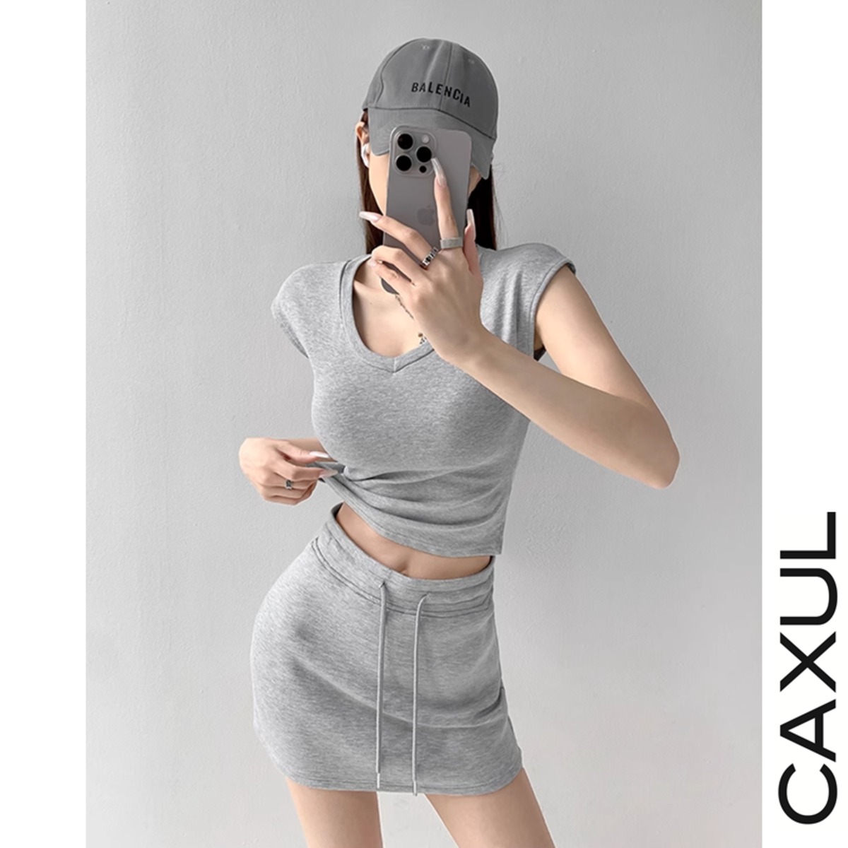 Vネック French sleeve Tシャツ/6color | Caxul