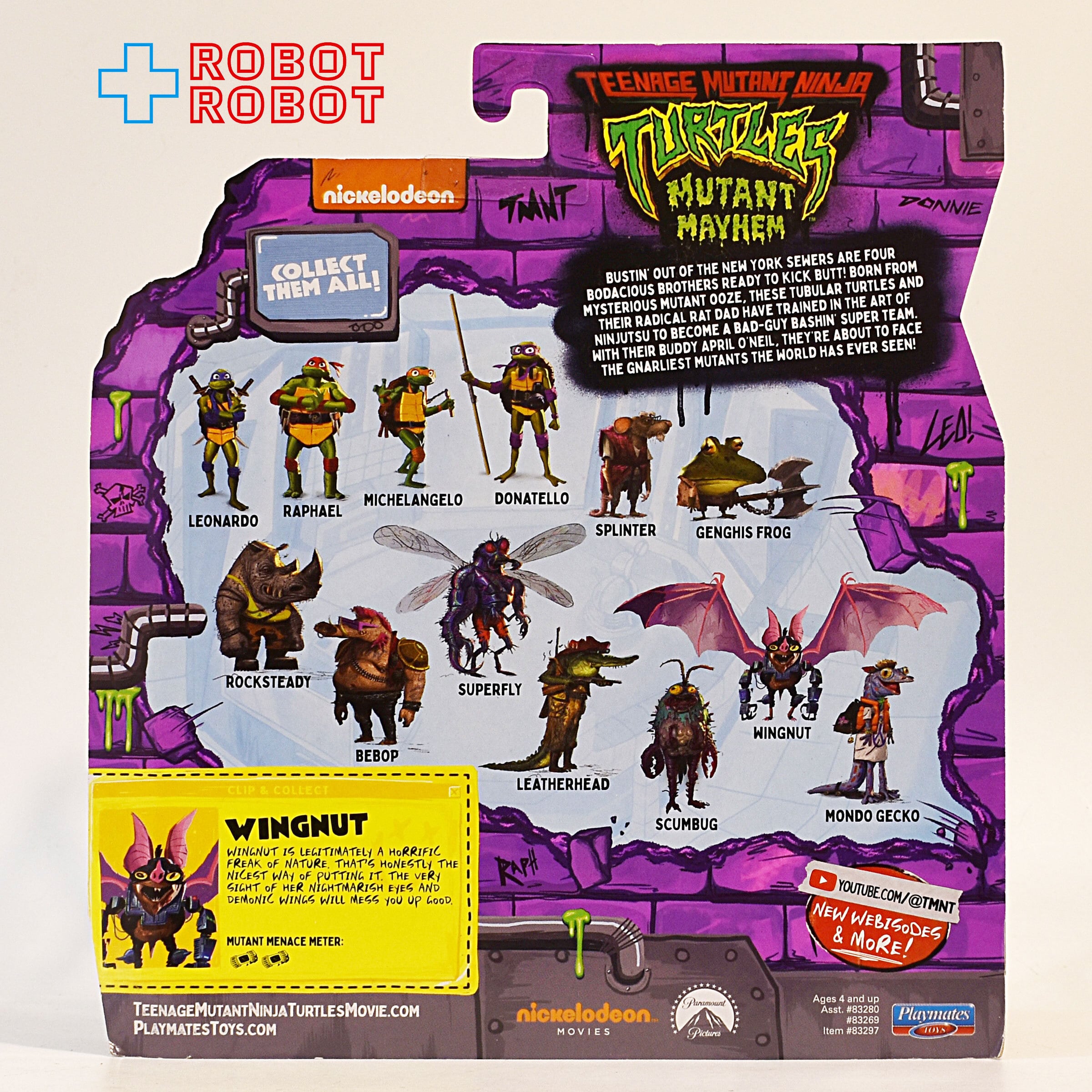 プレイメイツ タートルズ ミュータント・パニック！TMNT ウイングナット 4.5インチ ベーシックフィギュア 未開封 | ROBOTROBOT