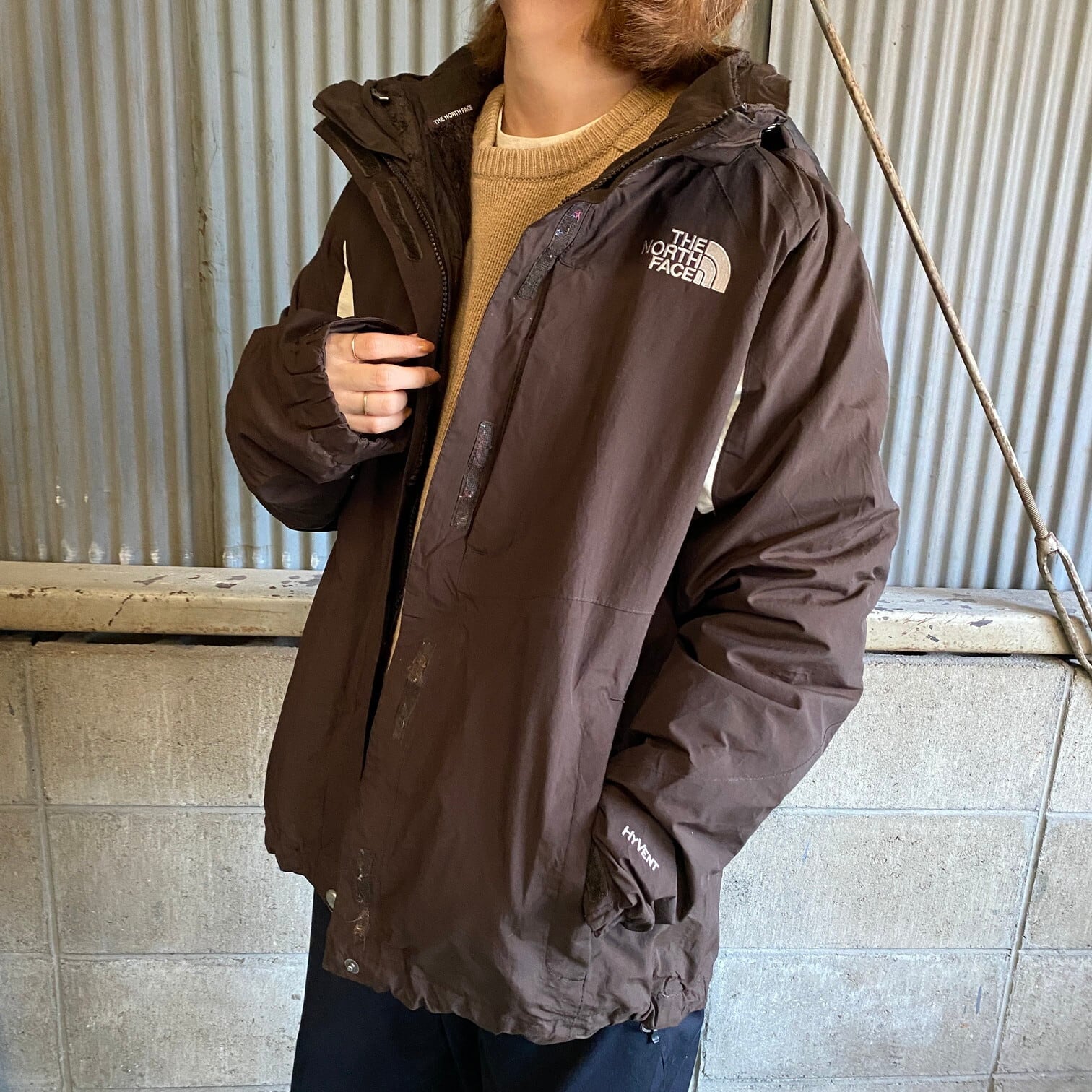 THE NORTH FACE ザ ノースフェイス 3WAY HYVENT マウンテンパーカー レディースL 古着 フリースジャケット付き ...