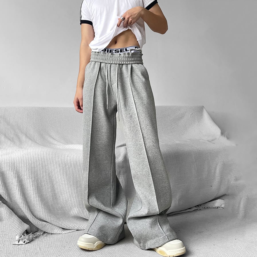 SHUNPウエストゴムワイドスウェットパンツ | mblueshop SHUNPウエストゴムワイドスウェットパンツ | mblueshop