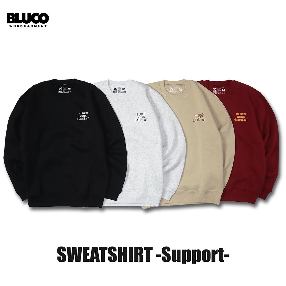BLUCO(ブルコ) OL-1212 SWEATSHIRTS -Support- 4色(BGD/BLK/ASH/S.BEG) | Pin's ...