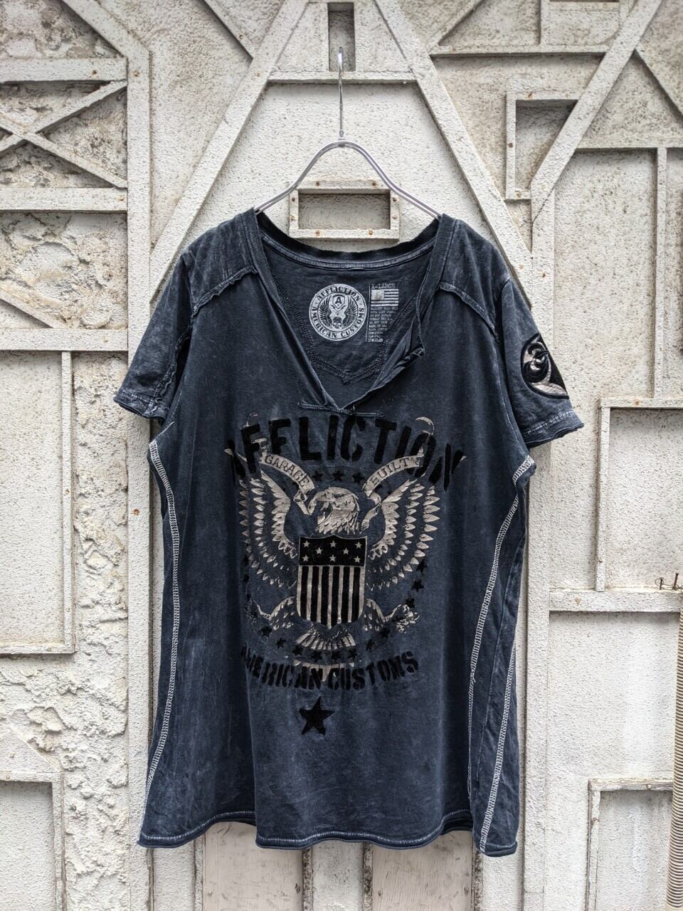 ''AFFLICTION AMERICAN CUSTOMS'' both side print tee | 深緑オンライン