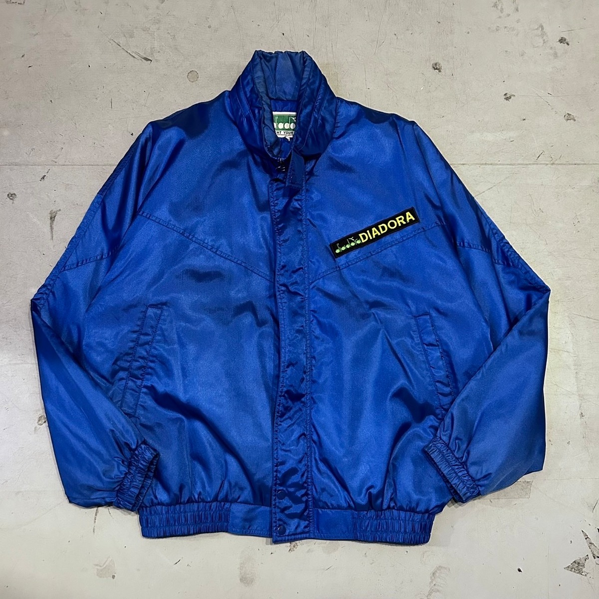 【DIADRA】ナイロンジャケット 90s 中綿 刺繍ロゴ ブルー XLサイズ | 古着屋hunky