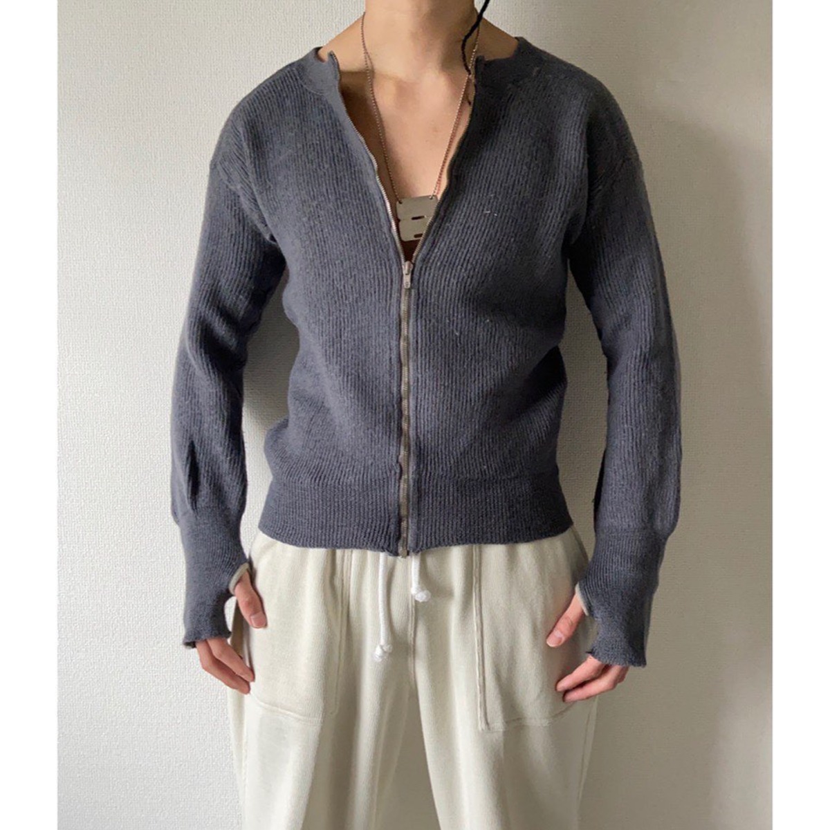 vintage sweden miritary full zip knitting sweater | protocol
