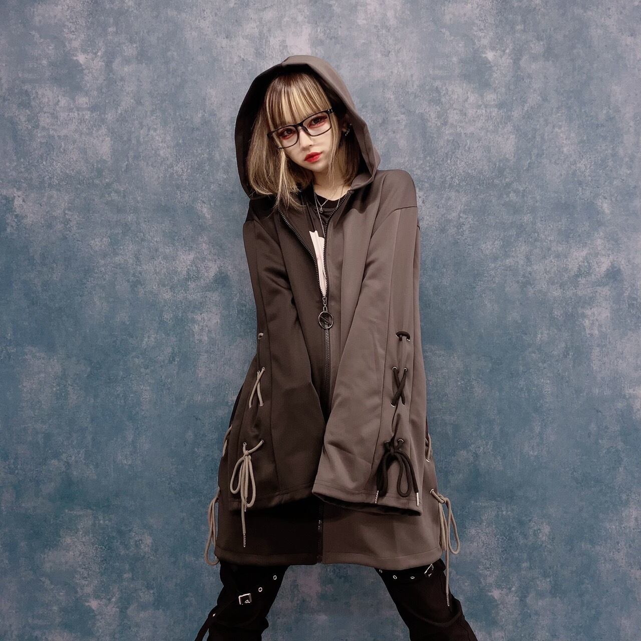 TWO-TONE BRAID ZIP OUTER【GRAY×BLACK】 | NIER CLOTHING