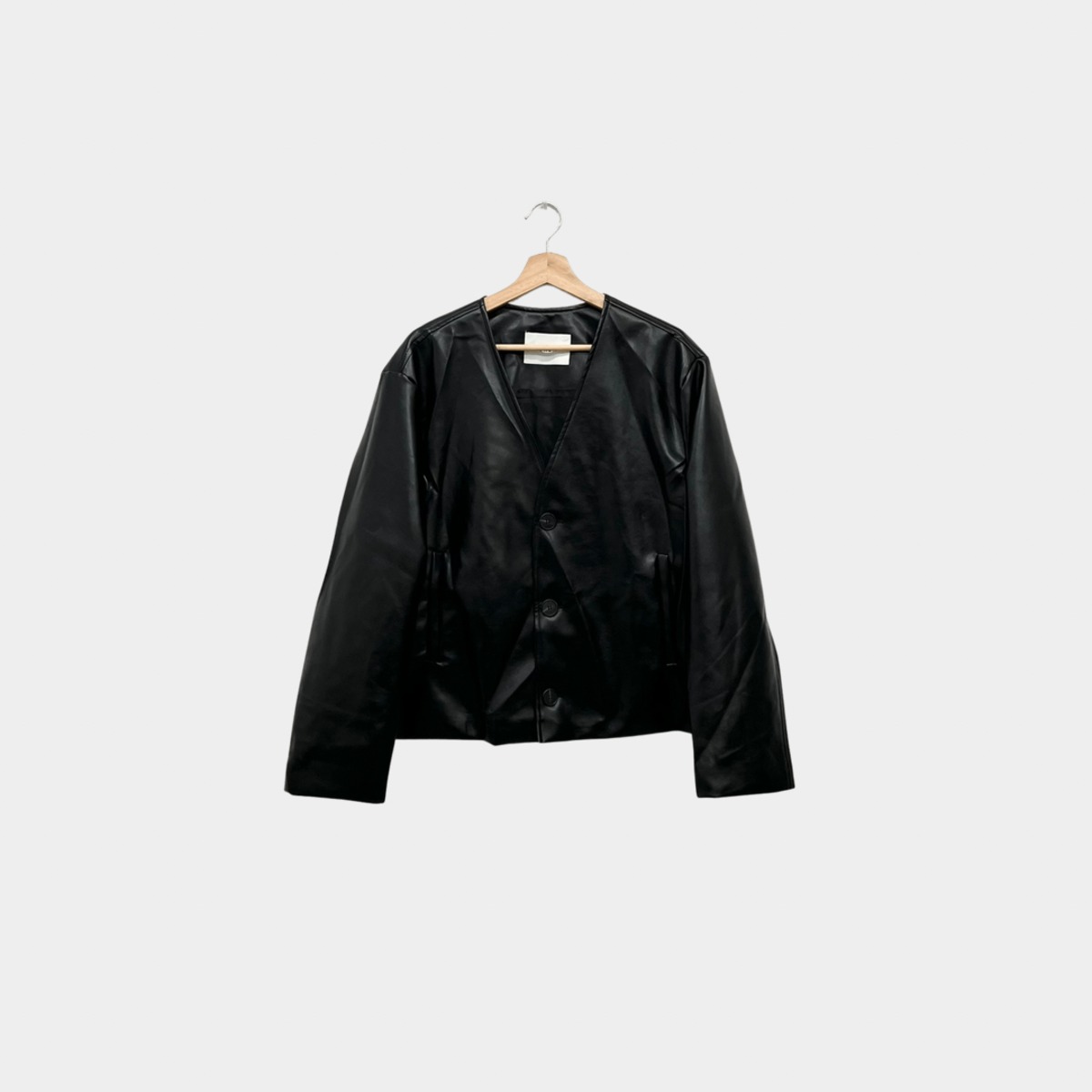 leather like no collar jacket | Hype