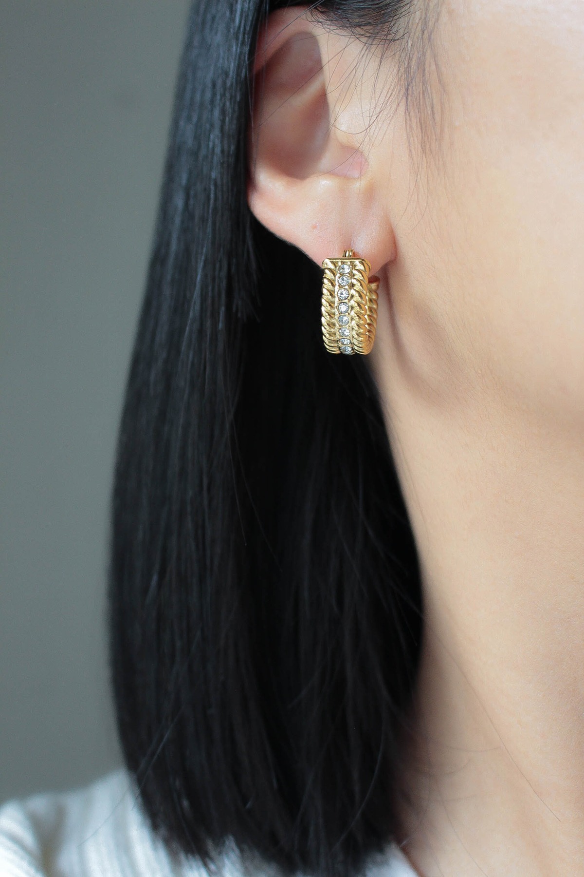 Rope Line Zircon Pierce | 金属アレルギー対応のアクセサリー ebine