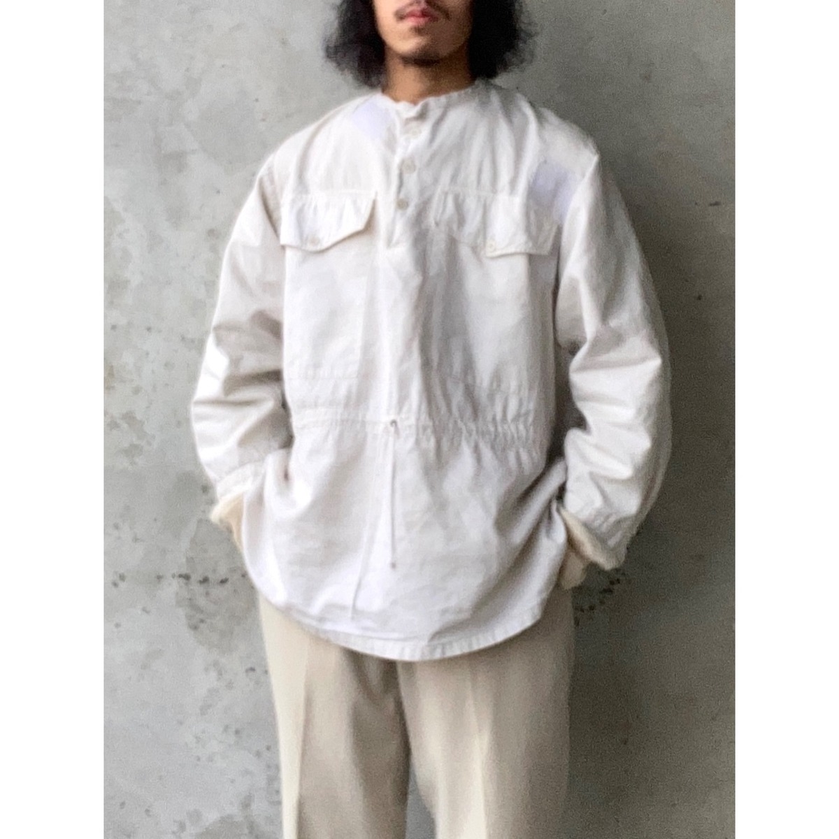 repaired pullover no collar shirt | used & vintage WATARU